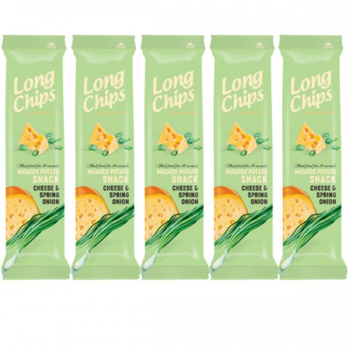 5x Chipsy ziemniaczane o smaku sera z cebulką 75g - Long Chips - Chipsy
